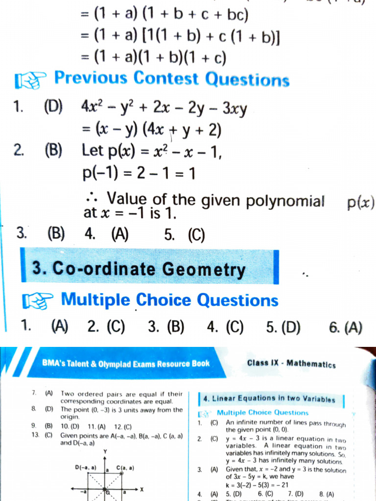 Class IX Mathematics Olympiad Resource | PDF | Equations | Variable ...