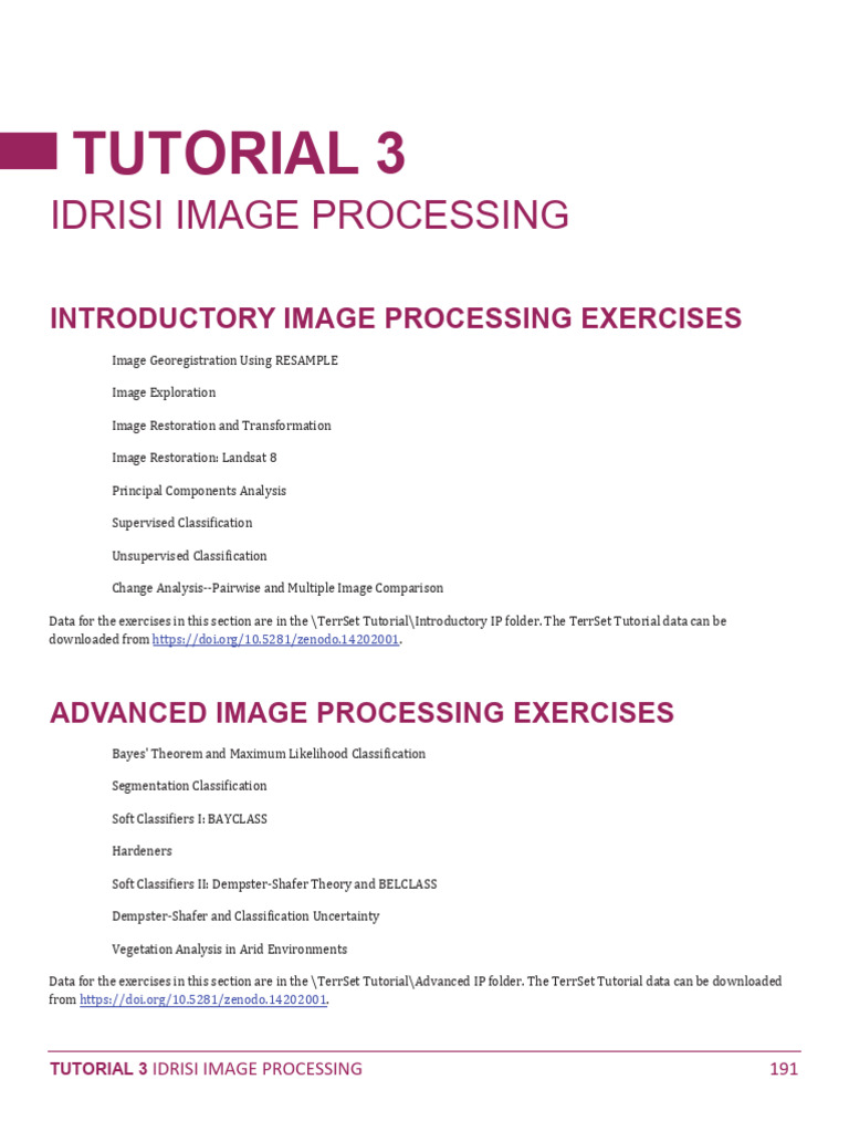 IDRISI Image Processing Tutorial | PDF