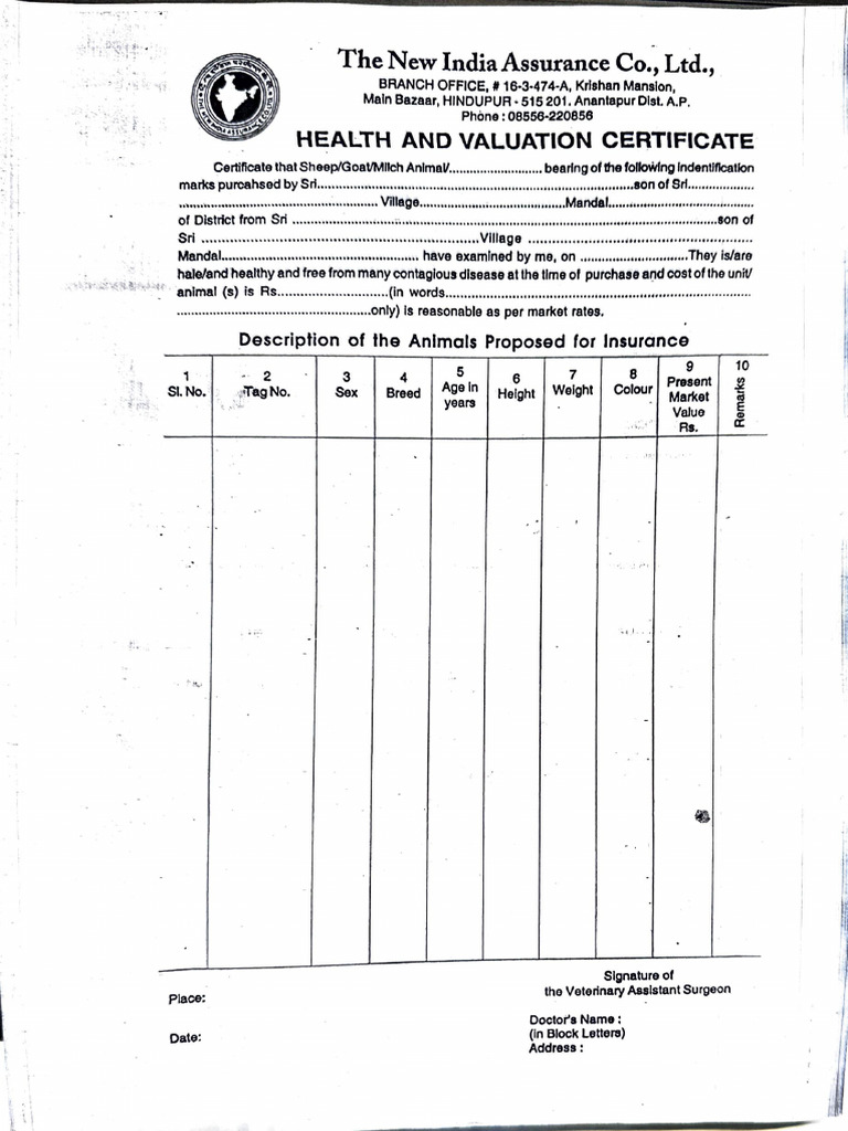 NIA-Health form | PDF