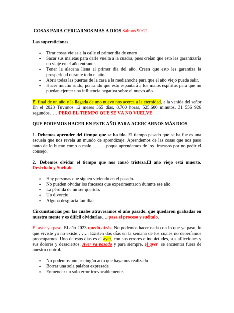 4 Cosas para Acercarnos Mas A DIOS en EL NUEVO AÑO | PDF