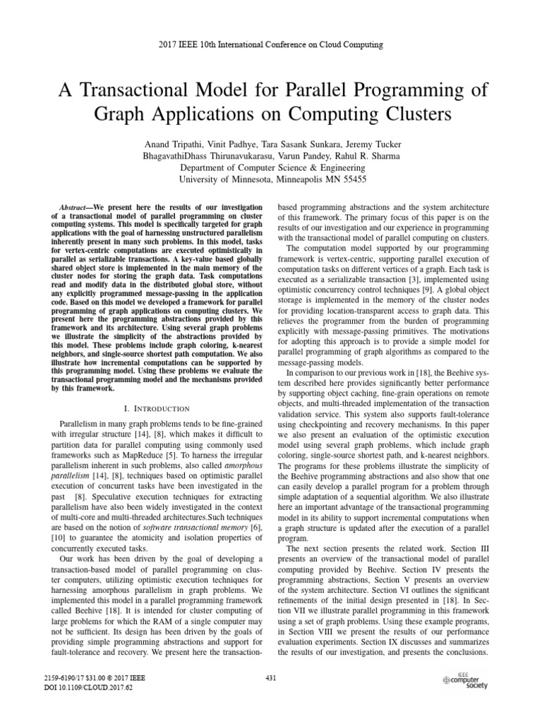A Transactional Model for Parallel Programming of Graph Applications on ...
