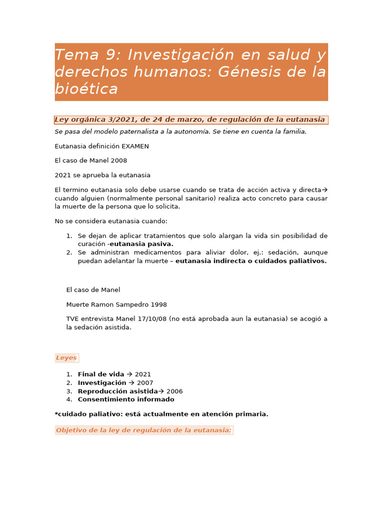 Tema 9 Historia 2 | PDF | Historial médico | Tecnología de reproducción asistida