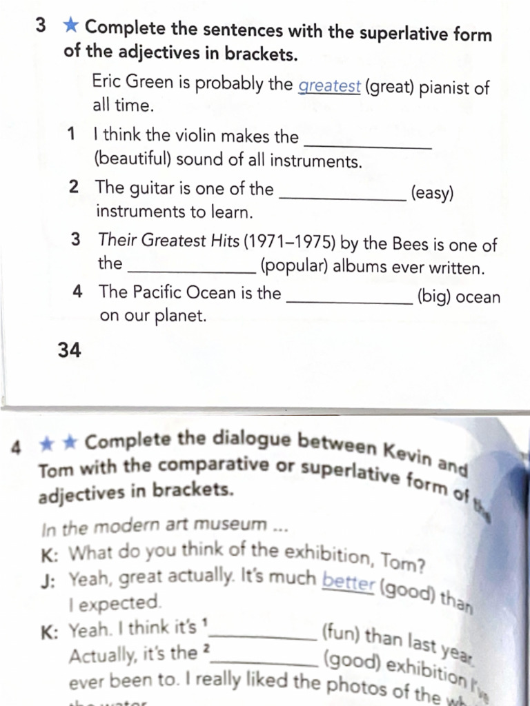 Comp and Sup Adj Exercises | PDF