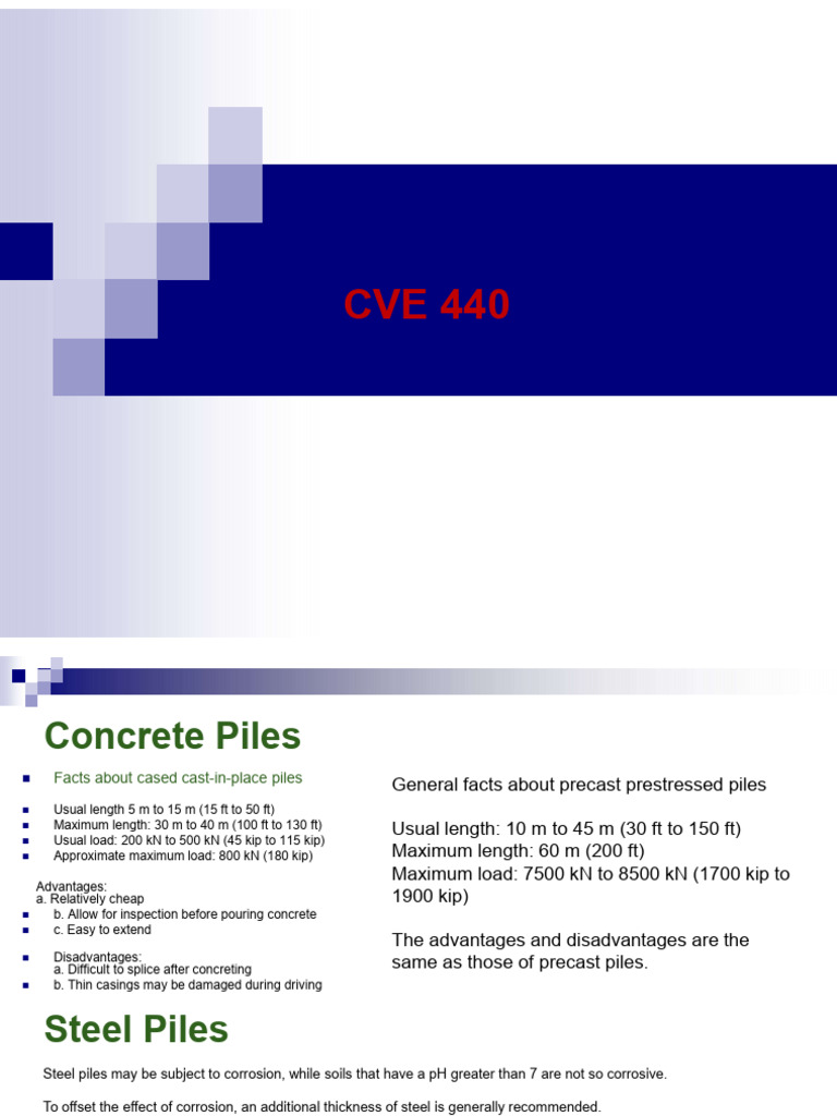 Lecture+9 Piles | PDF | Civil Engineering | Physical Sciences