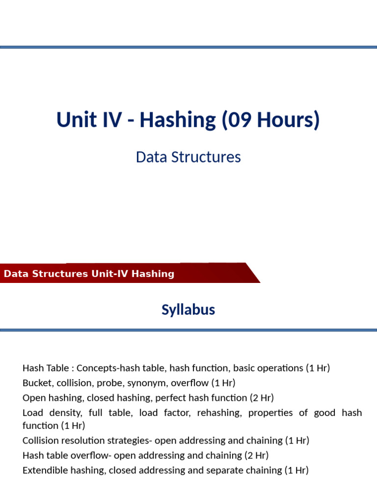 Data Structures Unit IV PPT | PDF | Computer Data | Computer Programming