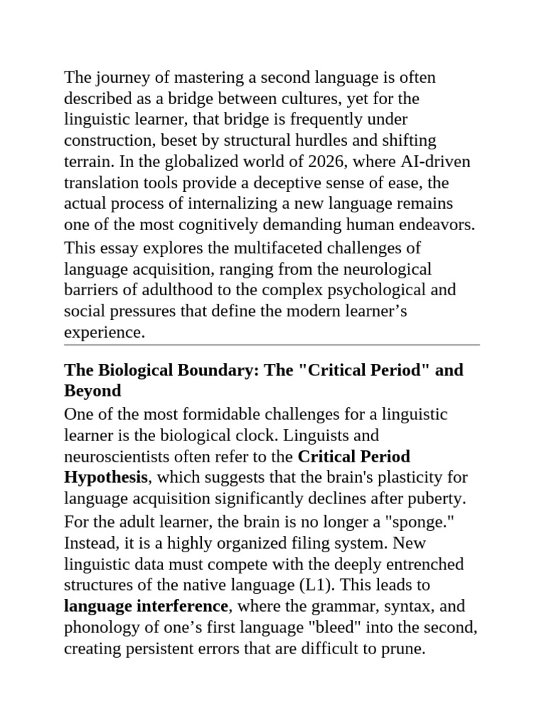 Essay on Challenges of Being a Linguistic Learner | PDF | Language ...