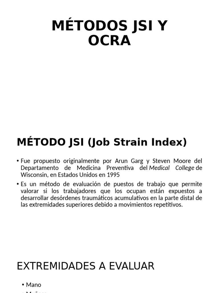 METODO JSI y OCRA | PDF | Riesgo | Fuerza