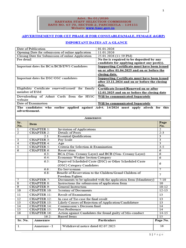 Police Advt. No 1.2026 for Website | PDF