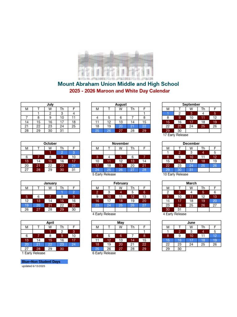 2025-2026 Maroon and White Calendar | PDF