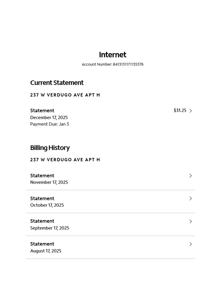 Internet Billing Statement Overview | PDF