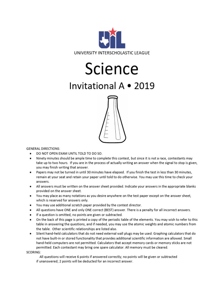 Uil Science 2019 Inv A | PDF | Meiosis | Mitosis