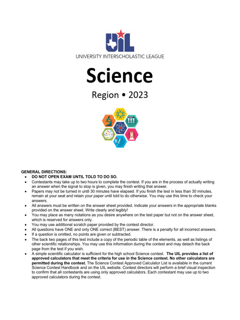 Uil Science 2023 Region | PDF | Stars | Resonance