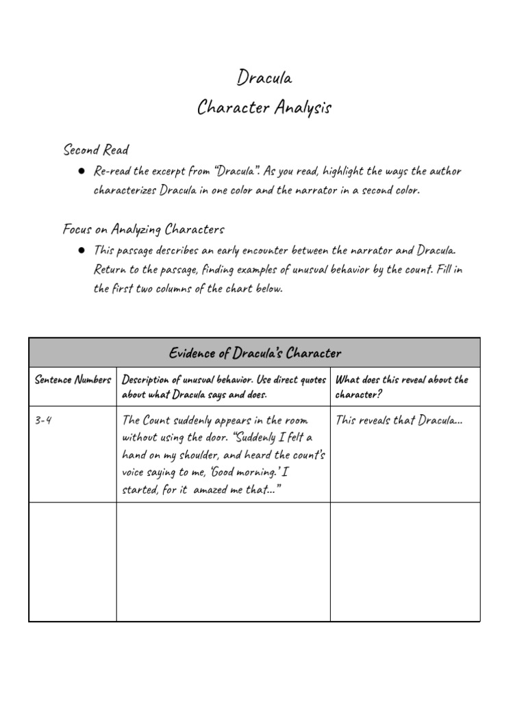 Analyzing Dracula's Character Traits | PDF