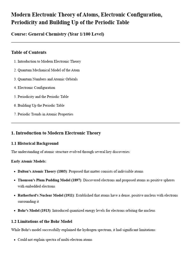 Modern Electronic Theory and Periodic Trends | PDF | Atomic Orbital ...