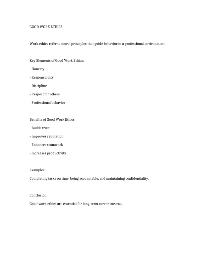 Good Work Ethics | PDF