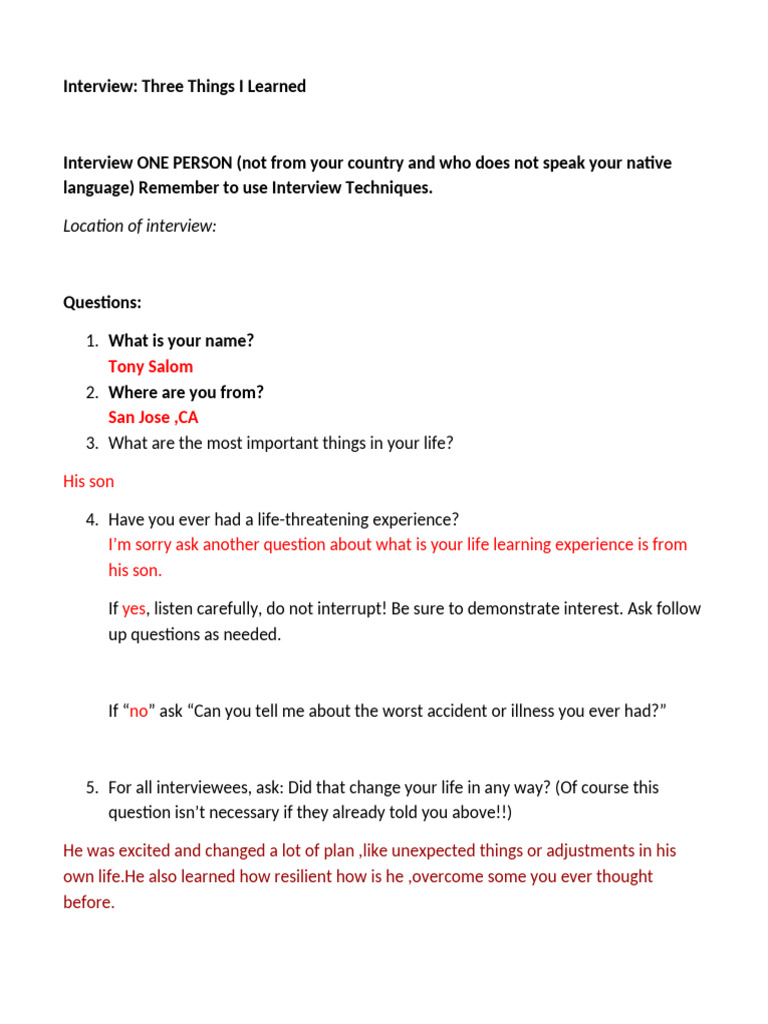 Interview+ +Three+Things+I+Learned | PDF