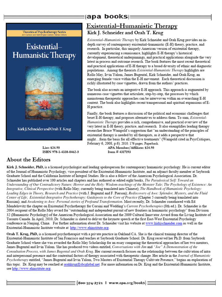 Existential Humanistic Therapy | PDF | Psychological Concepts | Mental ...
