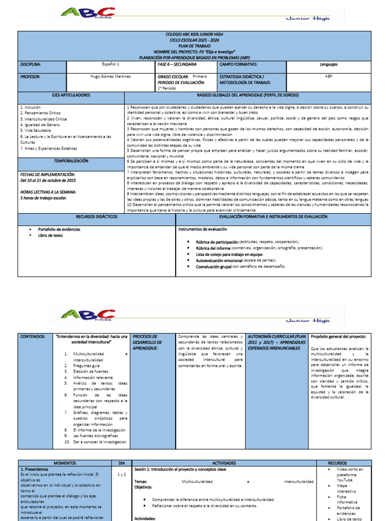 ABC E1 P3 Plan Elijo e Investigo Un Tema ABP 25-26 | PDF | Evaluación ...
