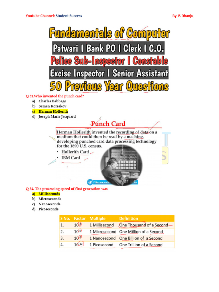 Computer Fundamentals Gk Questions | PDF | Read Only Memory | Computer ...