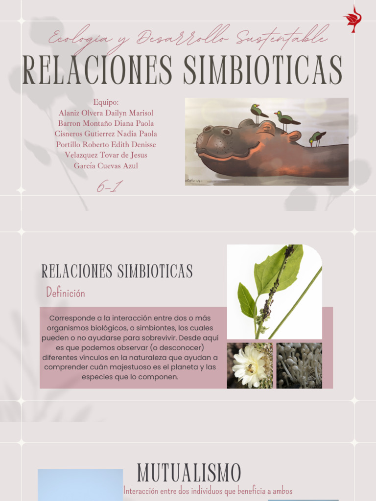 RELACIONES SIMBIÓTICAS en La Naturaleza Presentación | PDF | Pinnípedo ...
