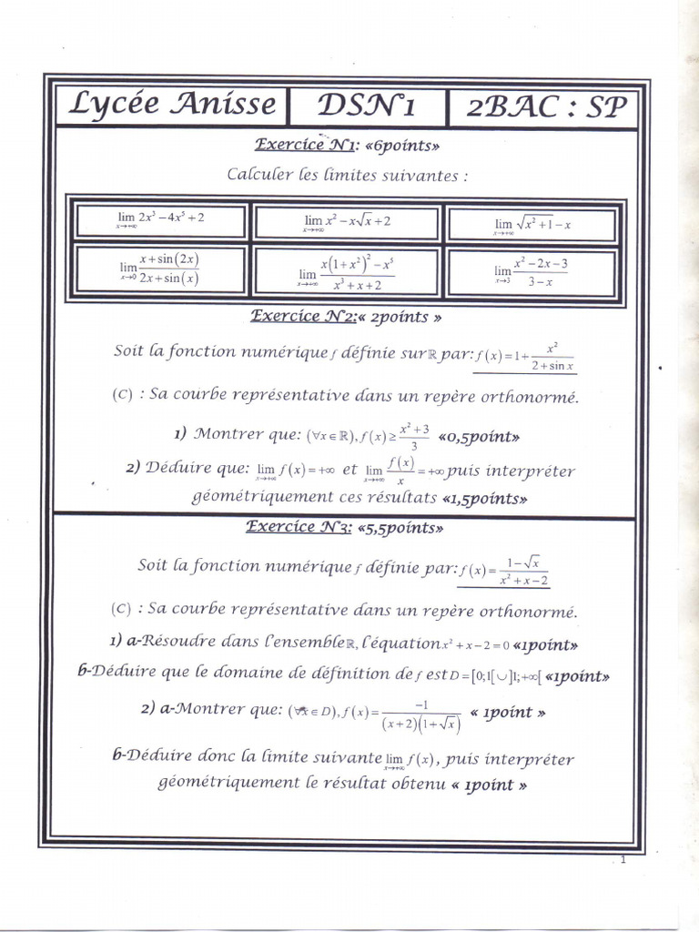 AIS_2122_2PC_S1_C1_Maths 2 | PDF