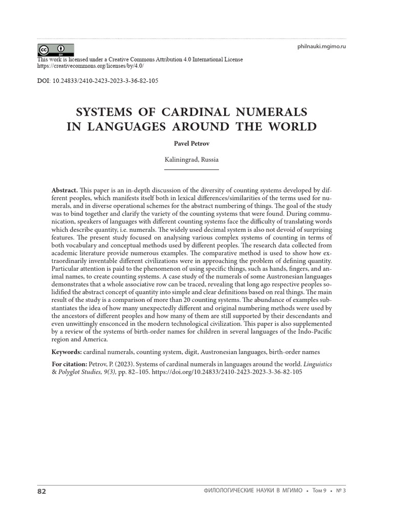 Global Cardinal Numeral Systems Explained | PDF | Linguistics ...