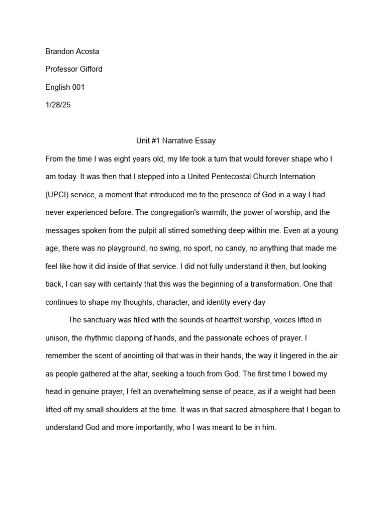 Unit #1 Narrative Essay | PDF | Faith