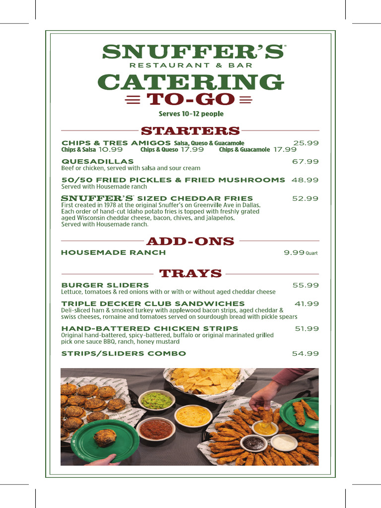 SN Party Pack To Go Menu 2022 PDF | PDF