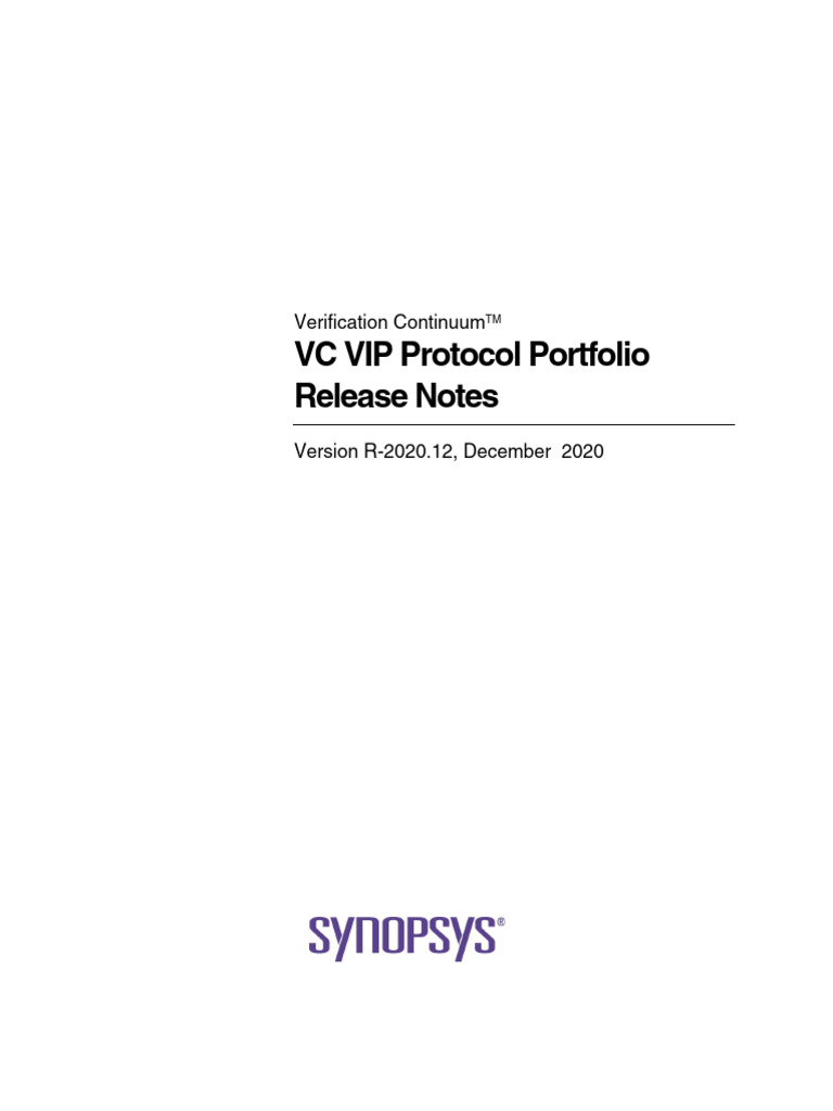 Vc Vip Protocol Portfolio Release Notes | PDF | Computing | Computer ...