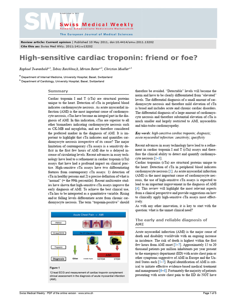 Highly sensitive troponin - Friend or Foe | PDF | Medical Specialties ...