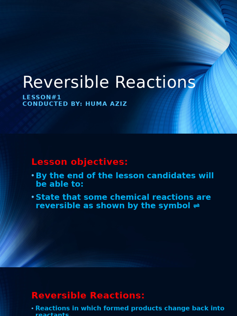 Reversible Reactions #1 | PDF