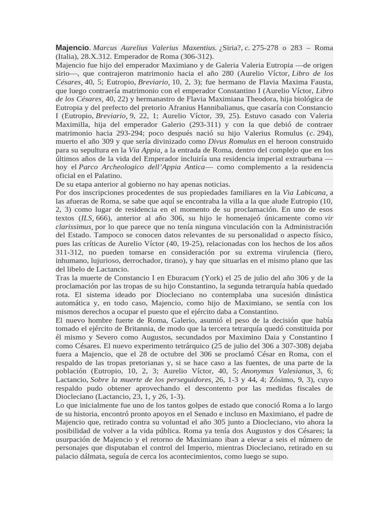 Majencio | PDF | Constantino el grande | Siglo III