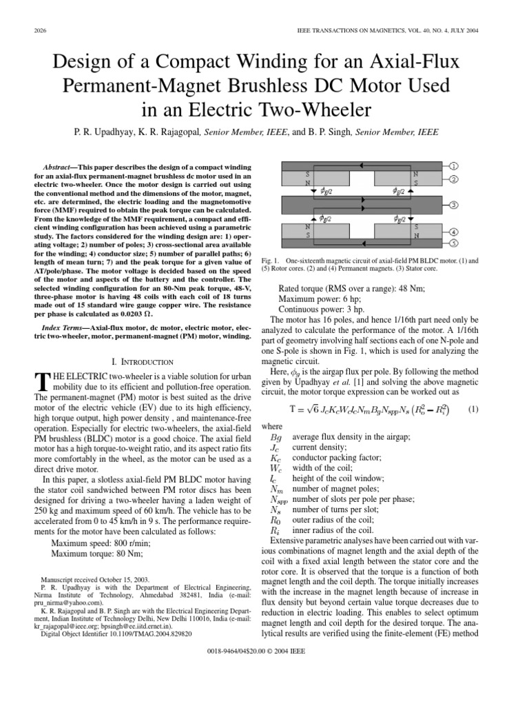 Design of A Compact Winding For An Axial-Flux Permanent-Magnet ...