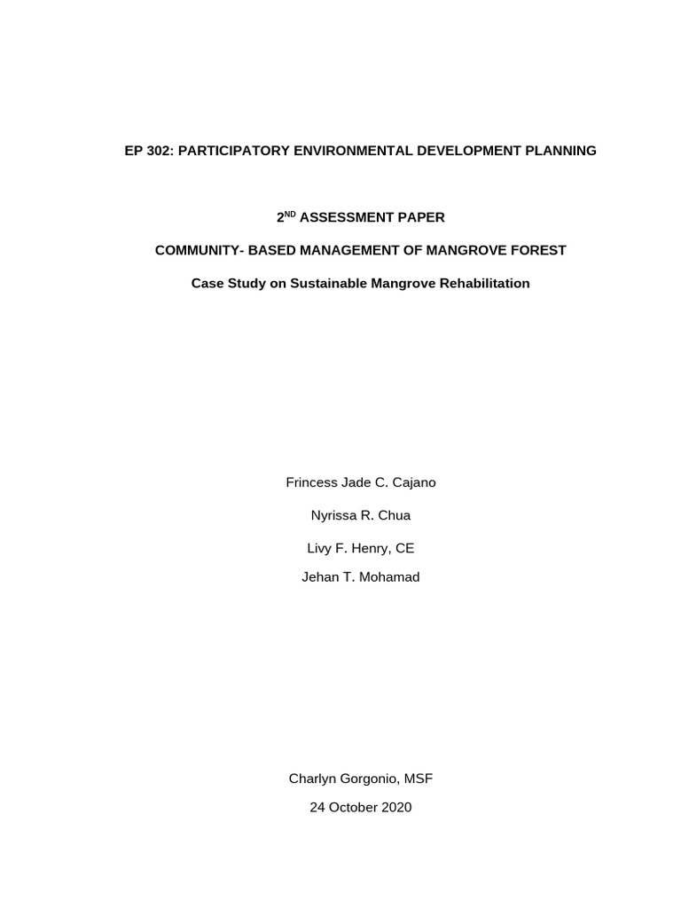 Community-Based Mangrove Rehabilitation | PDF | Mangrove | Natural ...