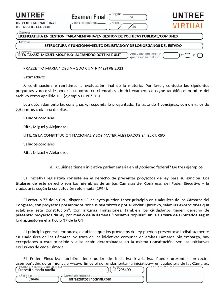 Frazzetto DC 1 | PDF | Ejecutivo (gobierno) | Legislador