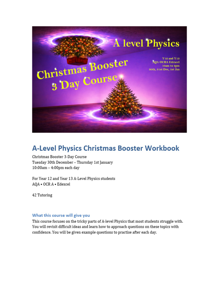 A-Level Physics Christmas Booster Workbook | PDF | Force | Newton's ...