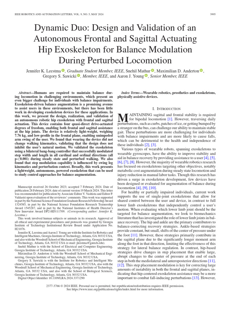 Dynamic Duo Design and Validation of an Autonomous Frontal and Sagittal ...