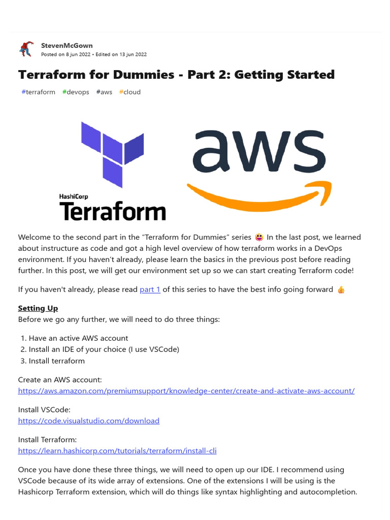 Terraform for Dummies - Part 2_ Getting Started - DeV Community | PDF ...