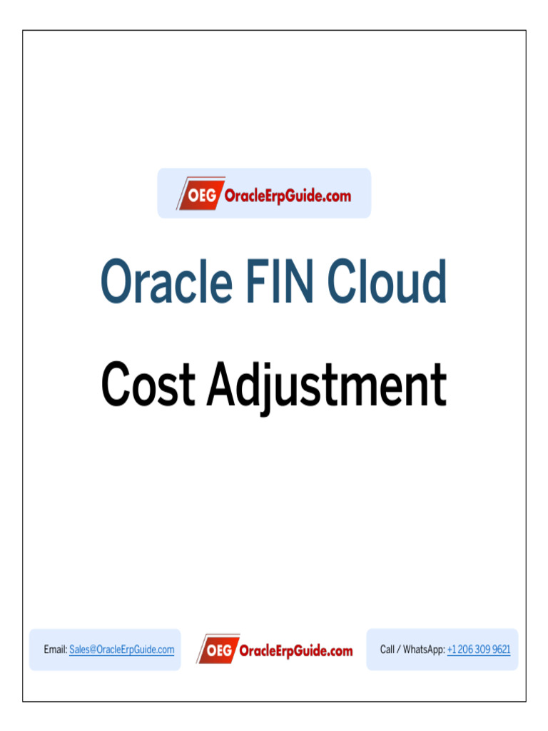 Oracle FIN Cloud Cost Adjustment Guide | PDF | Depreciation ...