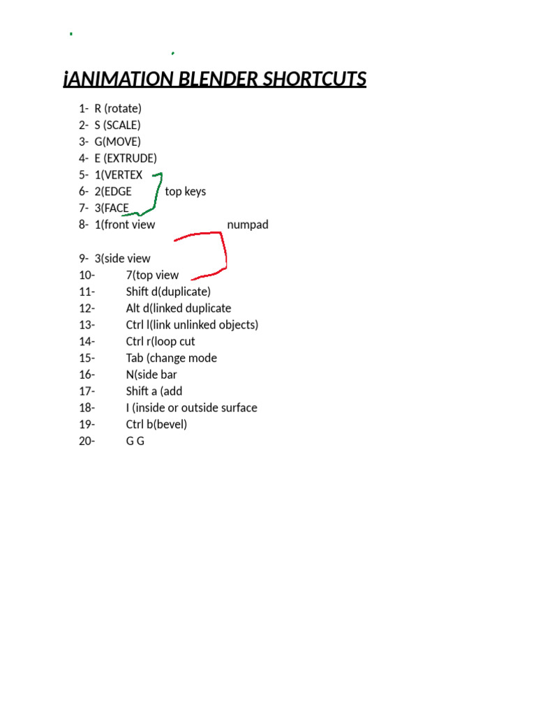 Blender Animation Keyboard Shortcuts | PDF