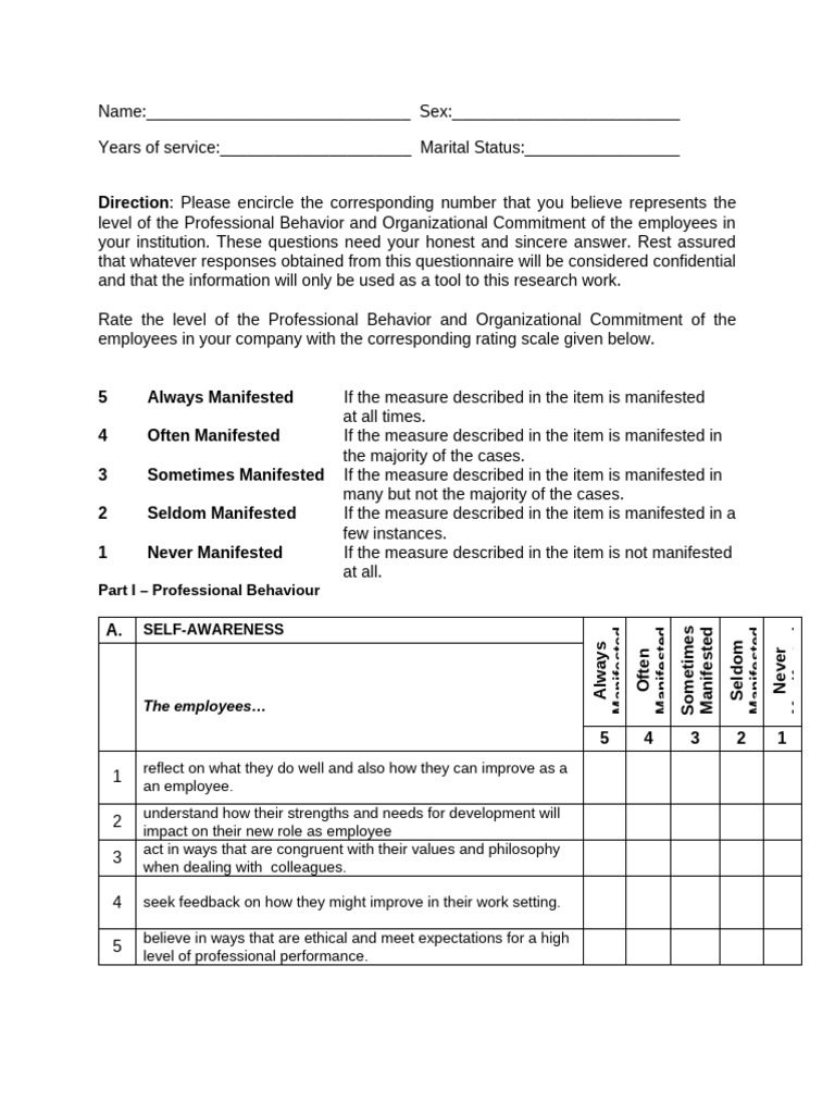 Employee Commitment and Behavior Survey | PDF | Leadership | Teachers