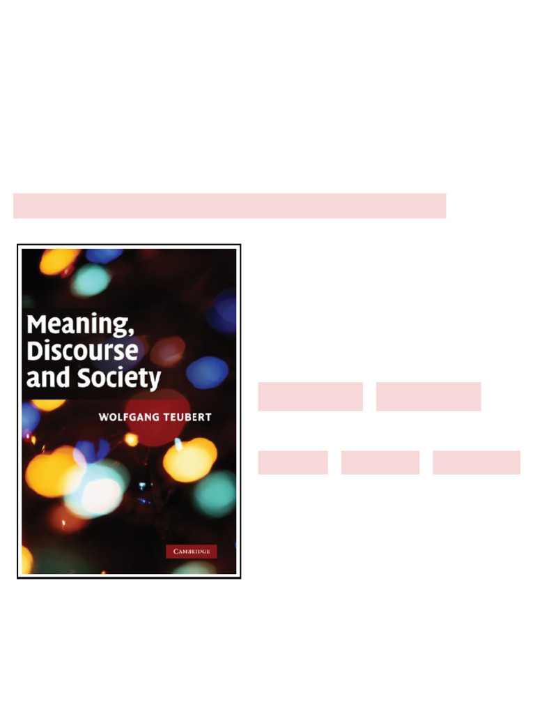 Meaning Discourse and Society 1st Edition Wolfgang Teubert - ebook and ...