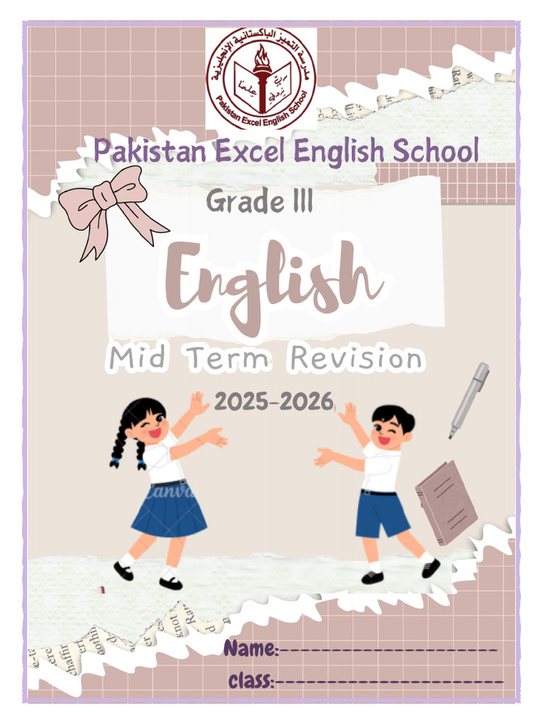 Grade III English Revision Sheet 2025-2026 | PDF | Adjective | Linguistics