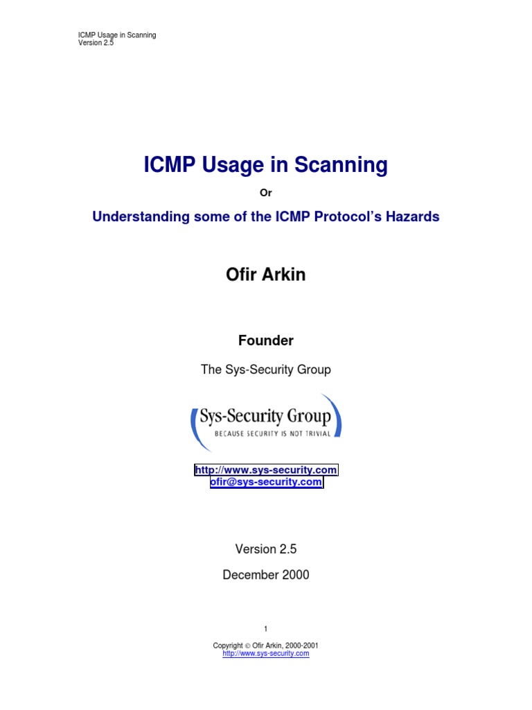ICMP Scanning v2.5 | PDF | Internet Protocols | Transmission Control ... ICMP Scanning v2.5 | PDF | Internet Protocols | Transmission Control ...