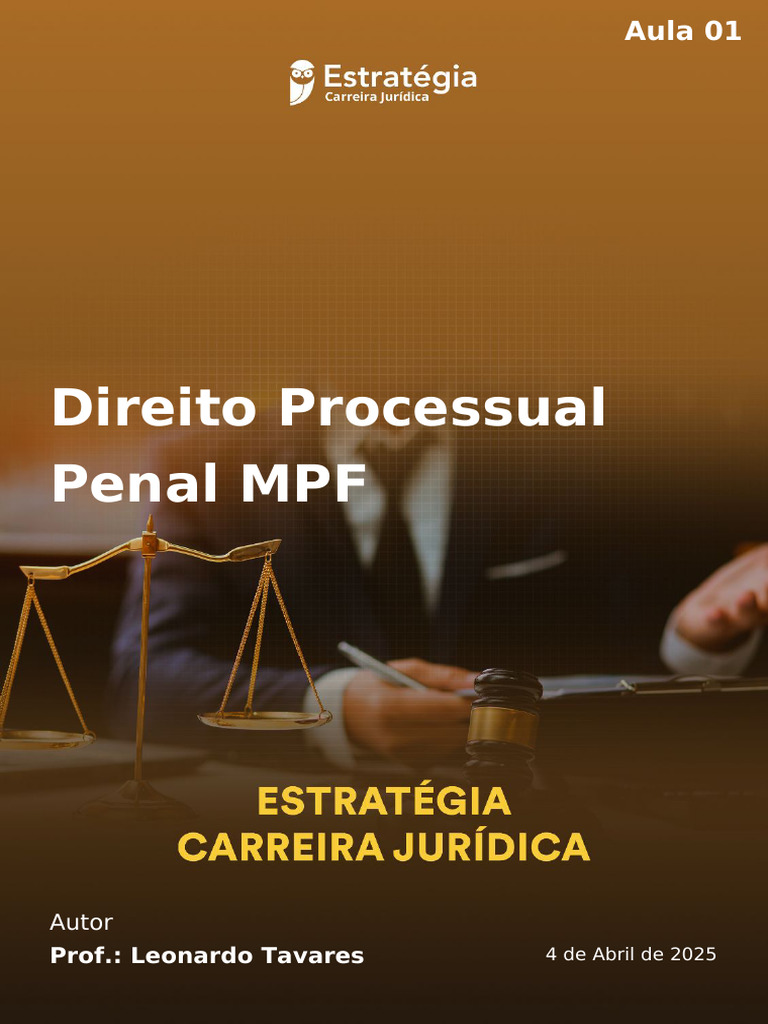 Material Da Aula Direito Processual Penal MPF Aula 01 Livro Digital | PDF | Crimes | Crime e ...