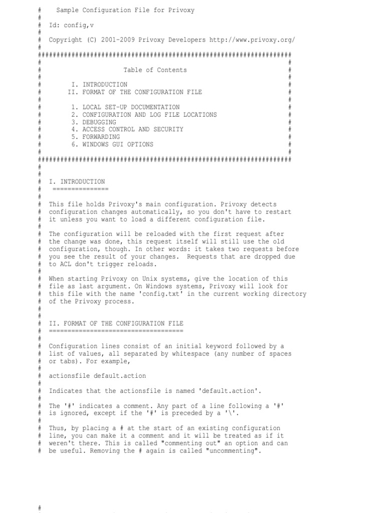 Privoxy Configuration | PDF | Proxy Server | Port (Computer Networking)