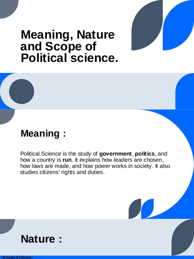 Meaning, Nature and Scope of Political Science | PDF