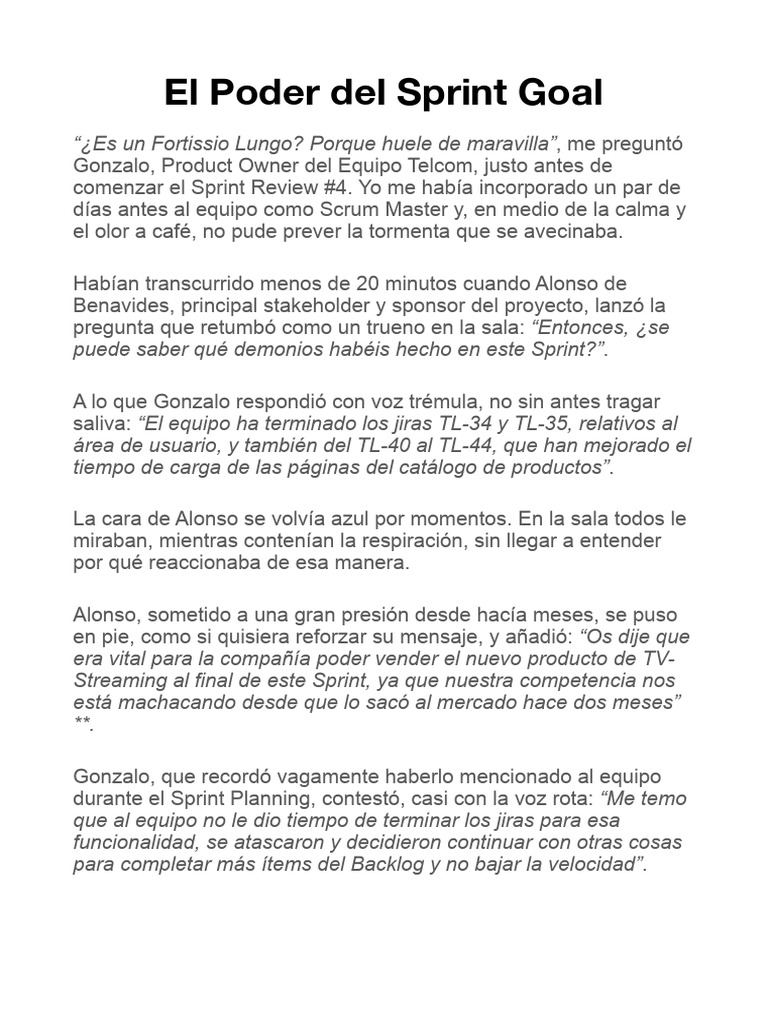 El poder del Sprint Goal | PDF | Scrum (desarrollo de software) | Industria del software