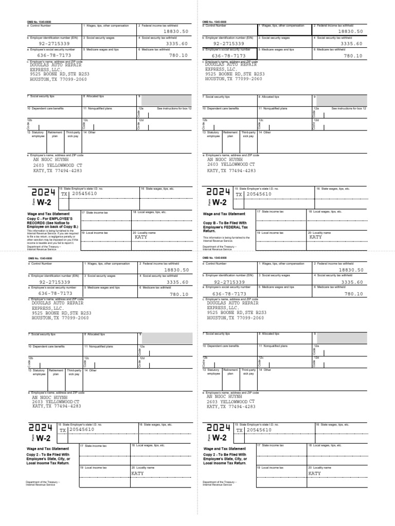 My w2 2024 | PDF | Earned Income Tax Credit | 401(K)