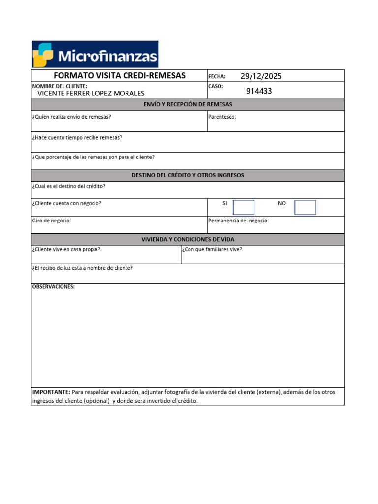 Evaluación de Envío de Remesas y Créditos | PDF